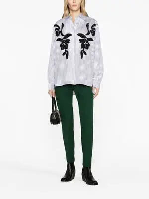 ERMANNO FIRENZE Floral-embroidered Striped Shirt