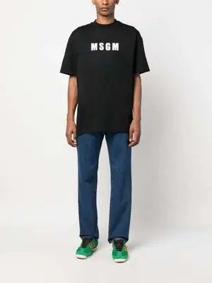 MSGM Logo-print Cotton T-shirt - Black