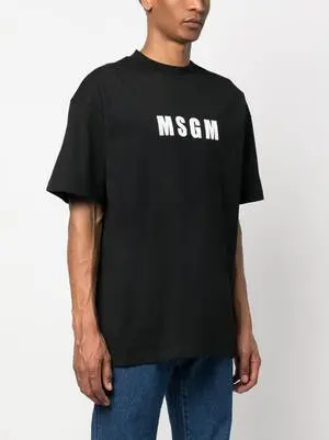 MSGM Logo-print Cotton T-shirt - Black