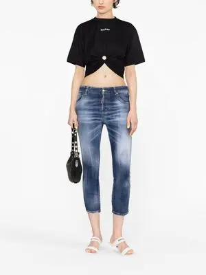Palm Angels Ring-embellished Cropped T-shirt