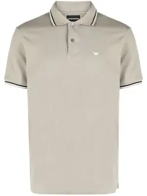 Emporio Armani Logo-embroidered Polo Shirt - Grey