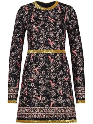 Giambattista Valli Paisley-embroidered Sequin Mini Dress - Black