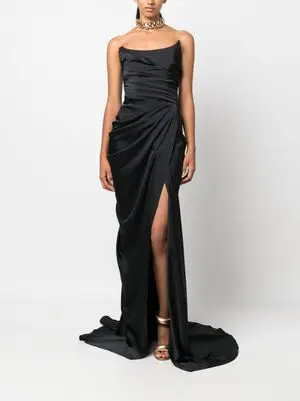 ANA RADU Ruched Corset-style Strapless Gown
