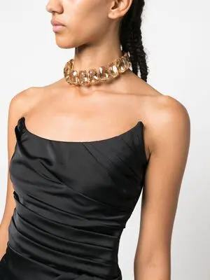 ANA RADU Ruched Corset-style Strapless Gown