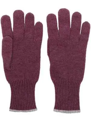 Brunello Cucinelli Intarsia-knit Cashmere Gloves - Purple