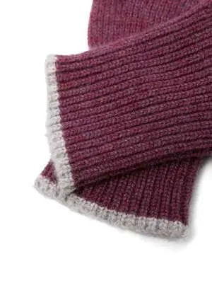 Brunello Cucinelli Intarsia-knit Cashmere Gloves - Purple