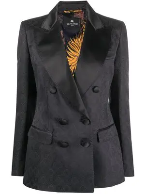 Etro Patterned Jacquard Satin Blazer