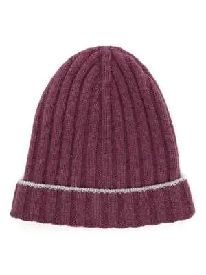 Brunello Cucinelli Ribbed Cashmere Beanie - Purple