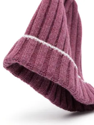 Brunello Cucinelli Ribbed Cashmere Beanie - Purple
