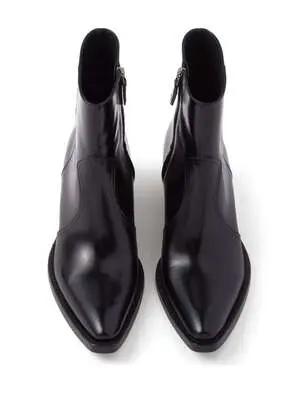 Prada Triangle-logo Leather Ankle Boots