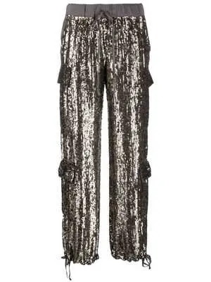P.a.r.o.s.h Gamma Sequin-embellished Trousers - Grey