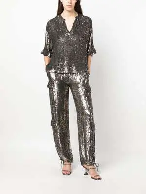 P.a.r.o.s.h Gamma Sequin-embellished Trousers - Grey