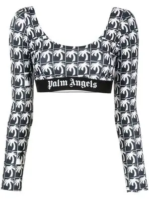Palm Angels Palm-print Cropped Top