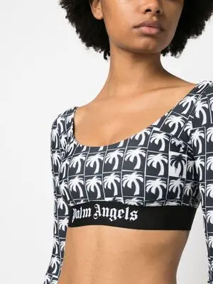 Palm Angels Palm-print Cropped Top