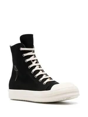 Rick Owens スターロゴ ハイカット スニーカー ブラック Rick Owens Stitched-Pentagram High-Top Sneakers - Black | Editorialist