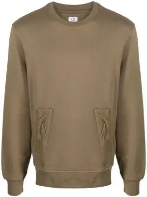 C.P. COMPANY Crewneck Sweatshirt With Sleeve Lens Detail - Green