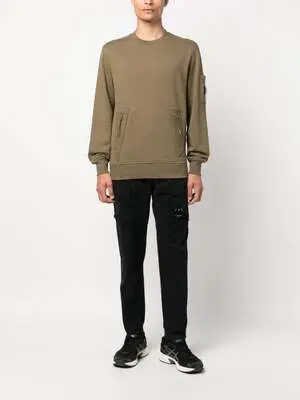C.P. COMPANY Crewneck Sweatshirt With Sleeve Lens Detail - Green