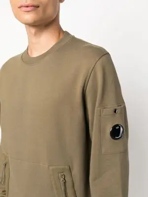 C.P. COMPANY Crewneck Sweatshirt With Sleeve Lens Detail - Green