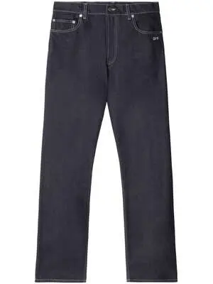 Off-White Logo-embroidered Straight Leg Jeans - Blue
