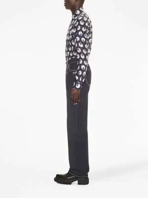 Off-White Logo-embroidered Straight Leg Jeans - Blue