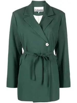 GANNI Off-centre Belted Blazer