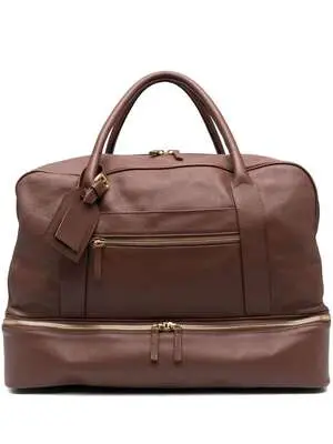 Eleventy Pebbled Leather Holdall - Brown