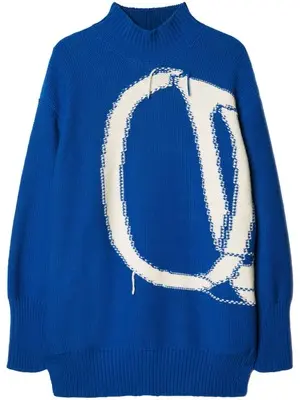 Off-White Logo-intarsia Wool Jumper - Blue
