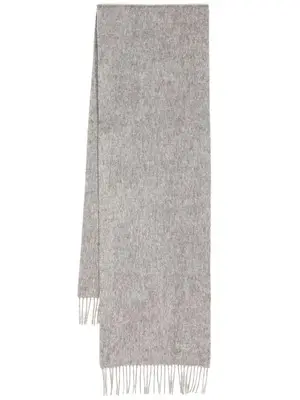 Mulberry Logo-embroidered Fringed Scarf - Grey