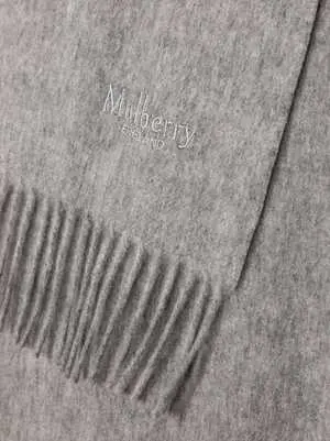 Mulberry Logo-embroidered Fringed Scarf