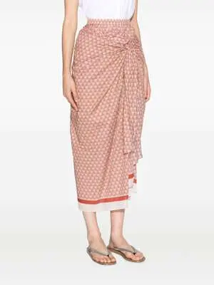 Brunello Cucinelli Geometric-print Knotted Skirt