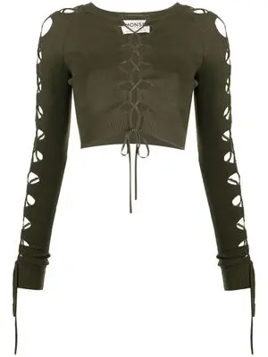 Monse Lace-up Cropped Jumper - Green