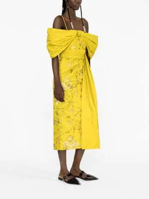 Erdem Evora Off-shoulder Embroidered Dress