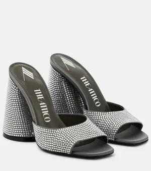 Attico Luz Crystal-embellished Mules - Grey