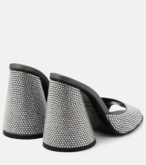 Attico Luz Crystal-embellished Mules - Grey