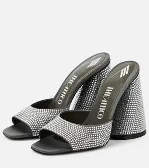 Attico Luz Crystal-embellished Mules - Grey