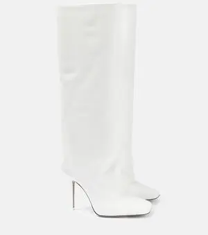 White Square Toe Knee-High Boots