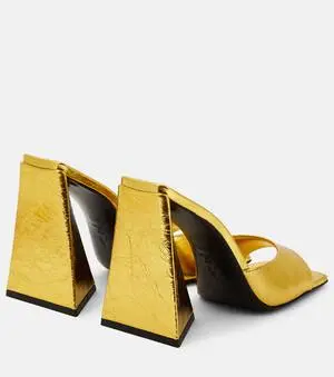 Attico Devon Laminated Leather Mules - Gold