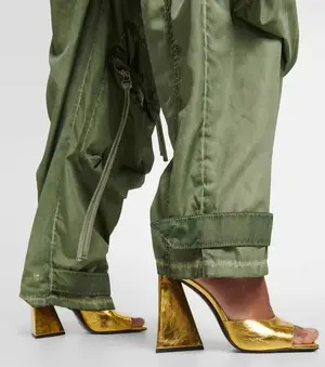 Attico Devon Laminated Leather Mules - Gold