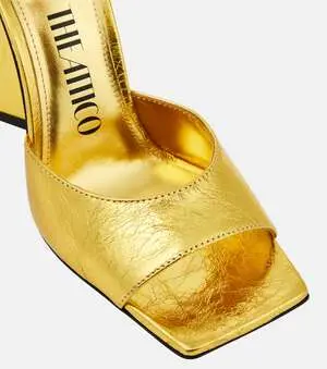 Attico Devon Laminated Leather Mules - Gold