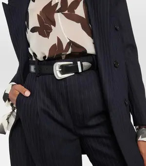 Saint Laurent Folk Leather Belt - Black