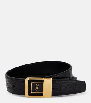 Saint Laurent La 66 Croc-effect Belt