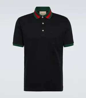 Gucci Web-collar Piqué Polo Shirt