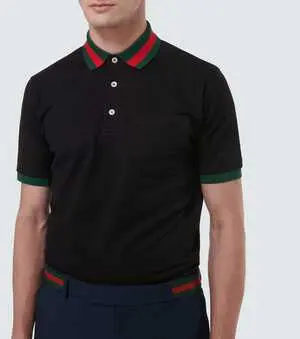 Gucci Web-collar Piqué Polo Shirt