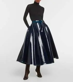 Alaïa Coated Wool-blend Midi Skirt