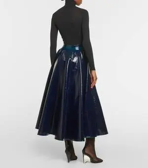 Alaïa Coated Wool-blend Midi Skirt