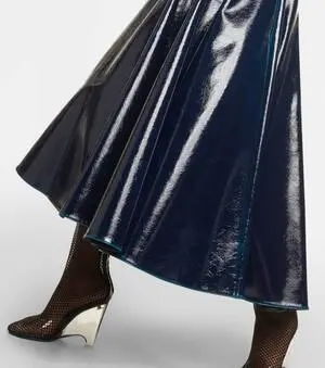 Alaïa Coated Wool-blend Midi Skirt