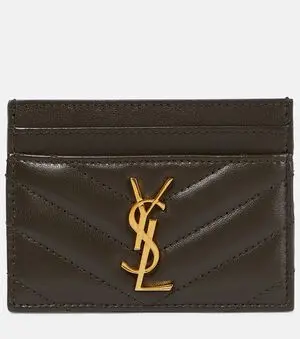 Saint Laurent Cassandre Matelassé Leather Card Holder - Green