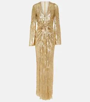 Jenny Packham Margot Sequined Gown - Gold