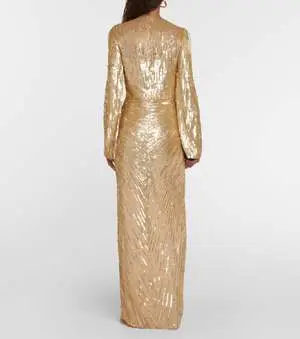 Jenny Packham Margot Sequined Gown - Gold