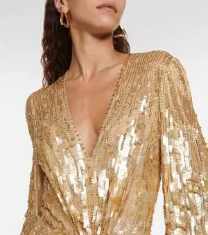 Jenny Packham Margot Sequined Gown - Gold